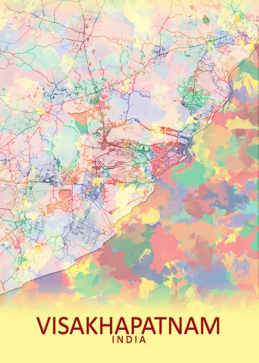 'Visakhapatnam India Map' Poster, picture, metal print, paint by City ...