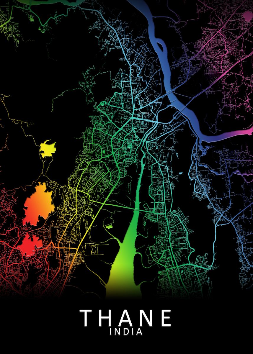 'Thane India City Map' Poster by City Map Art Prints | Displate