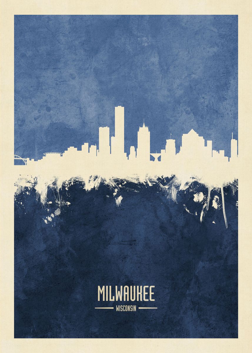 'Milwaukee Skyline' Poster, picture, metal print, paint by Michael ...