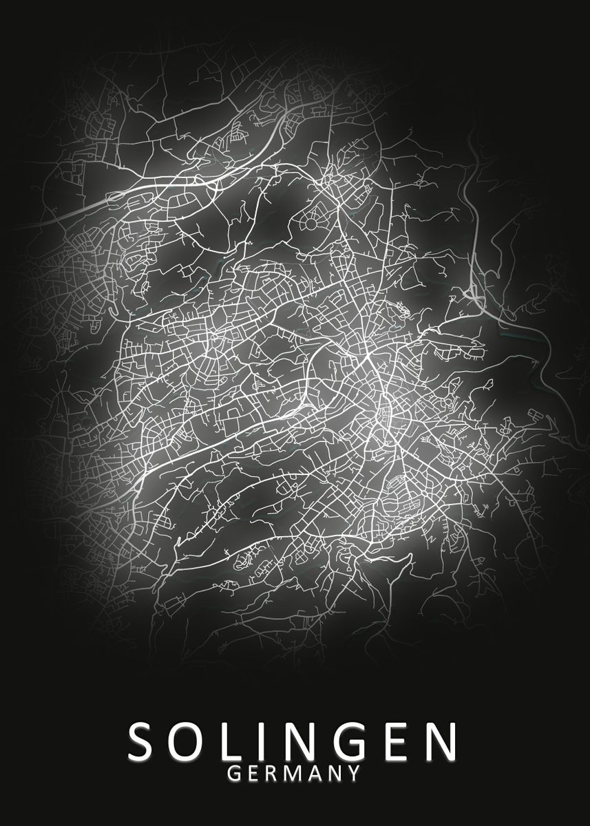 'Solingen Germany City Map' Poster, picture, metal print, paint by City ...