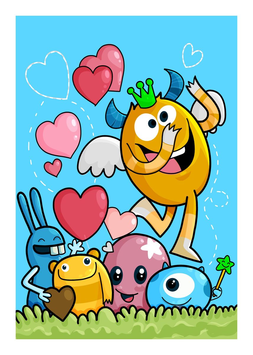 'Cute monsters group ' Poster, picture, metal print, paint by 9george ...