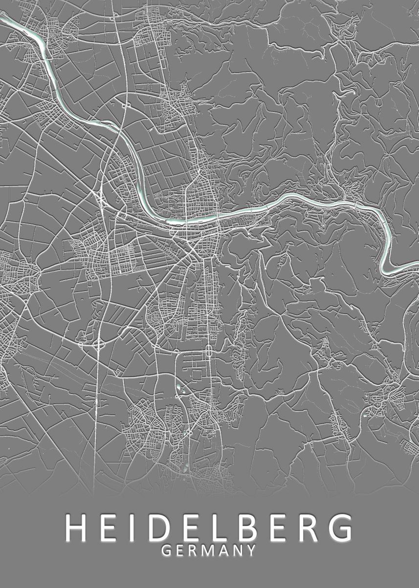'Heidelberg Germany Map' Poster, picture, metal print, paint by City ...