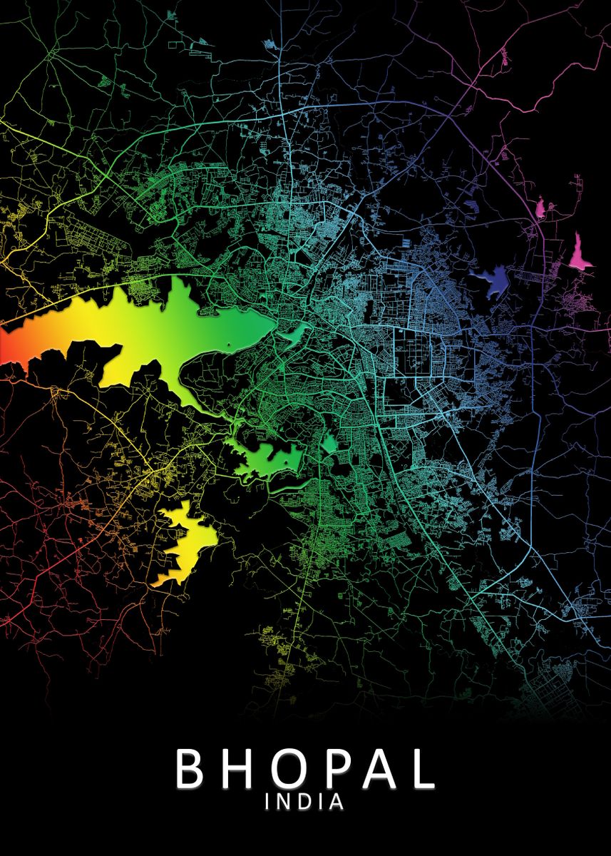 'Bhopal India City Map' Poster, picture, metal print, paint by City Map ...