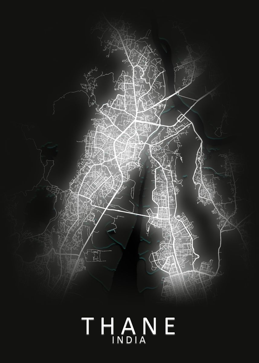 'Thane India City Map' Poster, picture, metal print, paint by City Map ...