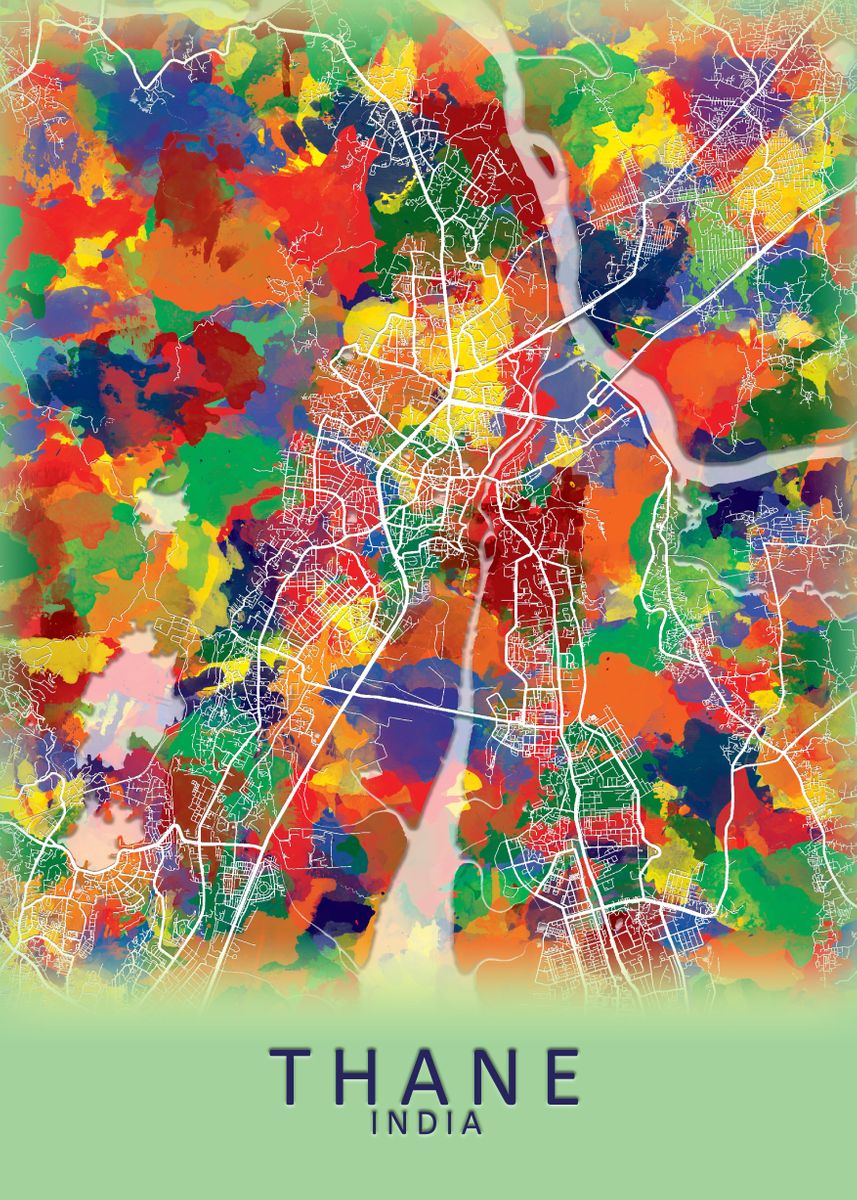 'Thane India City Map' Poster, picture, metal print, paint by City Map ...