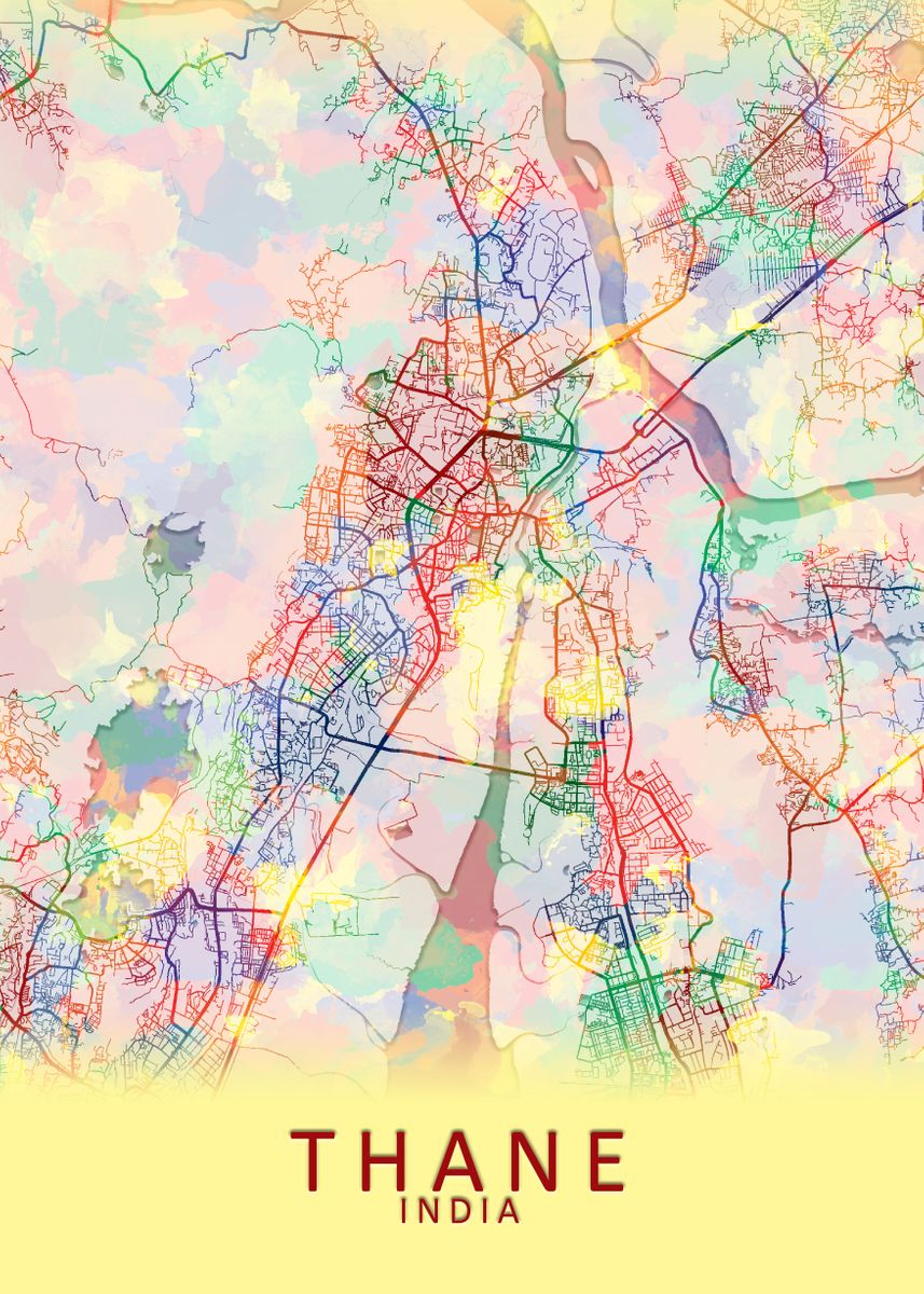 'Thane India City Map' Poster, picture, metal print, paint by City Map ...