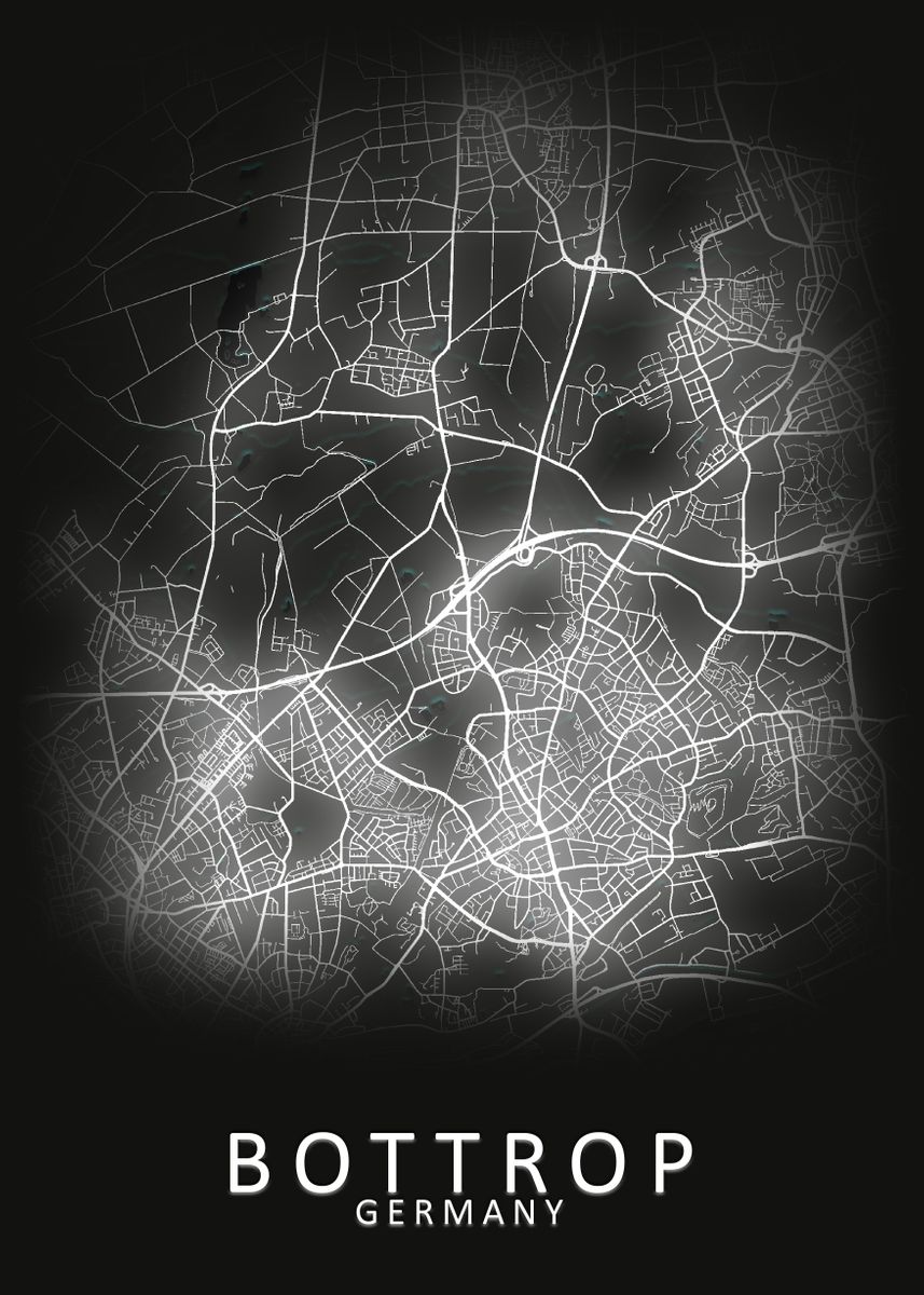 'Bottrop Germany City Map' Poster, picture, metal print, paint by City ...