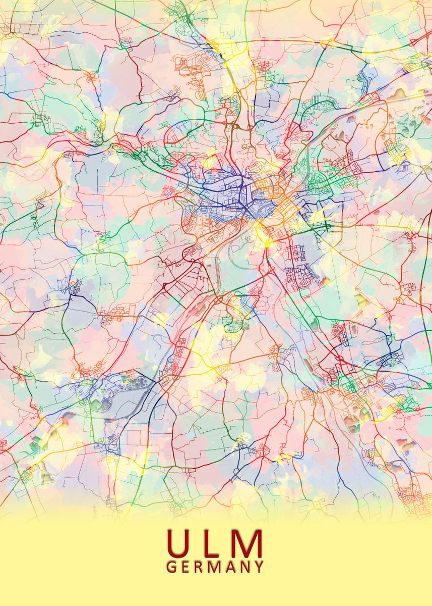 'Ulm Germany City Map' Poster, picture, metal print, paint by City Map ...