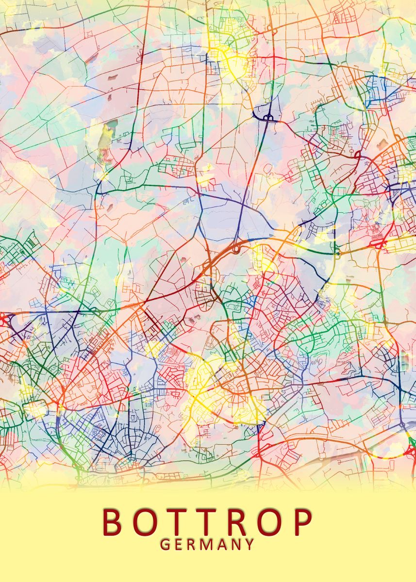 'Bottrop Germany City Map' Poster, picture, metal print, paint by City ...