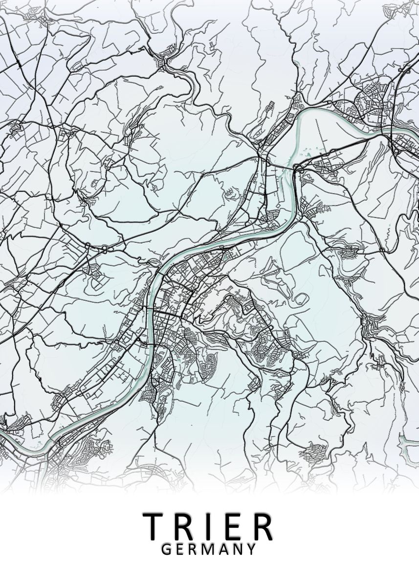 'Trier Germany City Map' Poster, picture, metal print, paint by City ...