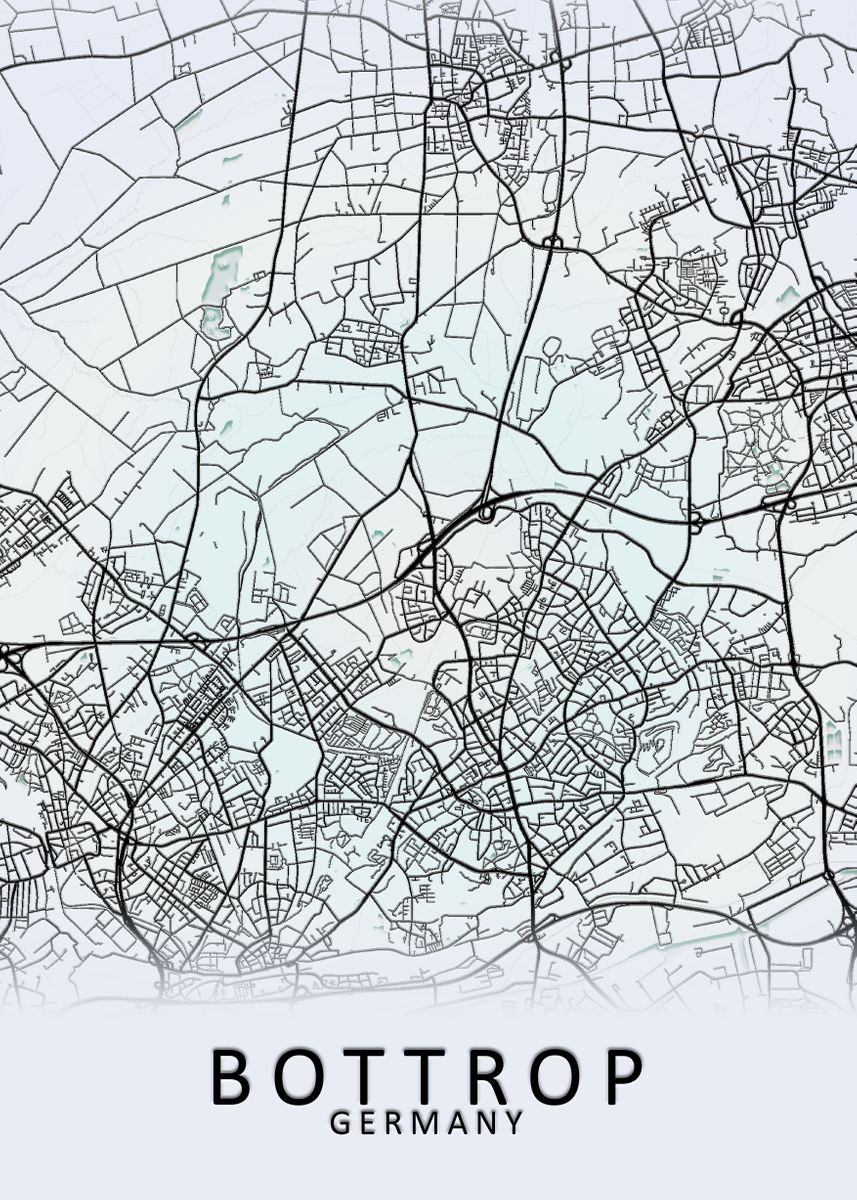 'Bottrop Germany City Map' Poster, picture, metal print, paint by City ...