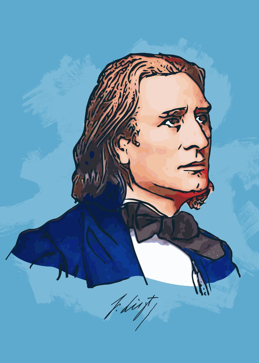 'Liszt portrait' Poster, picture, metal print, paint by Janis Grinvalds ...