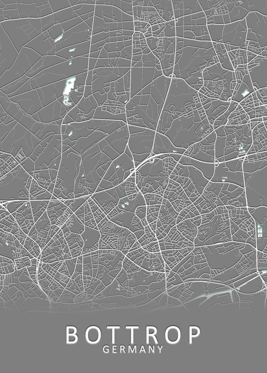 'Bottrop Germany City Map' Poster, picture, metal print, paint by City ...