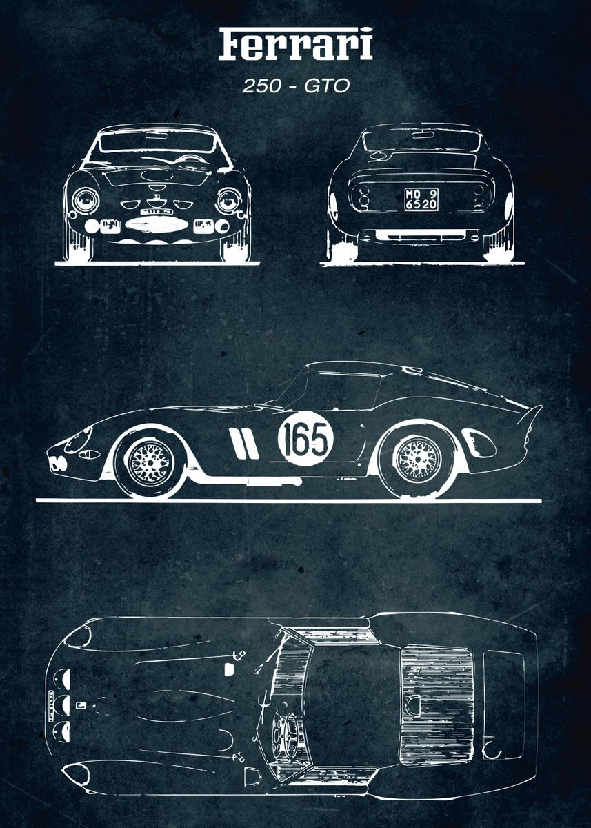 'No061 Ferrari 250 GTO' Poster, picture, metal print, paint by Xavier ...