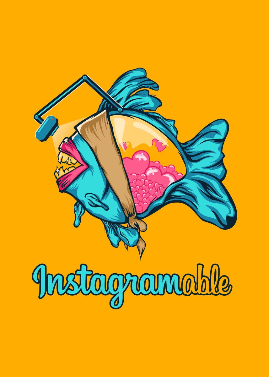 'Instagramable Fish' Poster, picture, metal print, paint by Kumilism ...