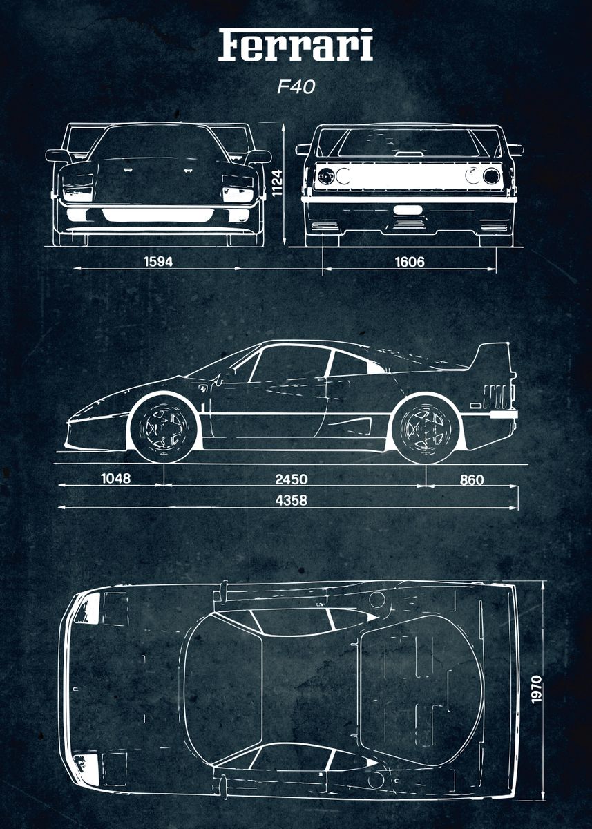 'No068 Ferrari F40' Poster, picture, metal print, paint by Xavier ...
