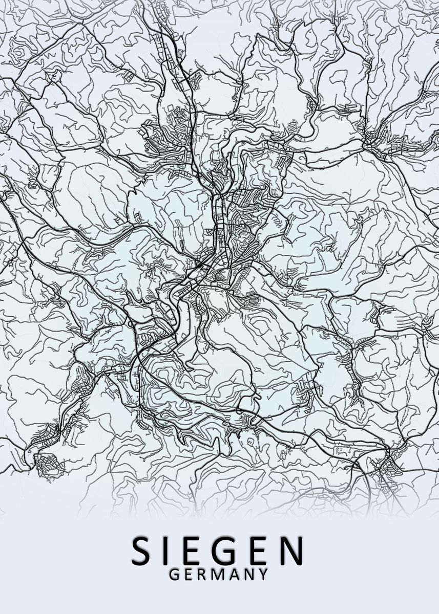 'Siegen Germany City Map' Poster, picture, metal print, paint by City ...