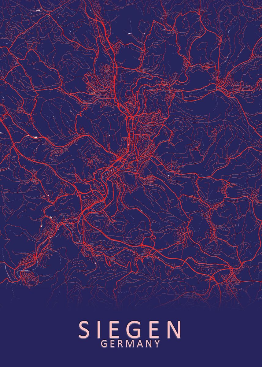 'Siegen Germany City Map' Poster by City Map Art Prints | Displate