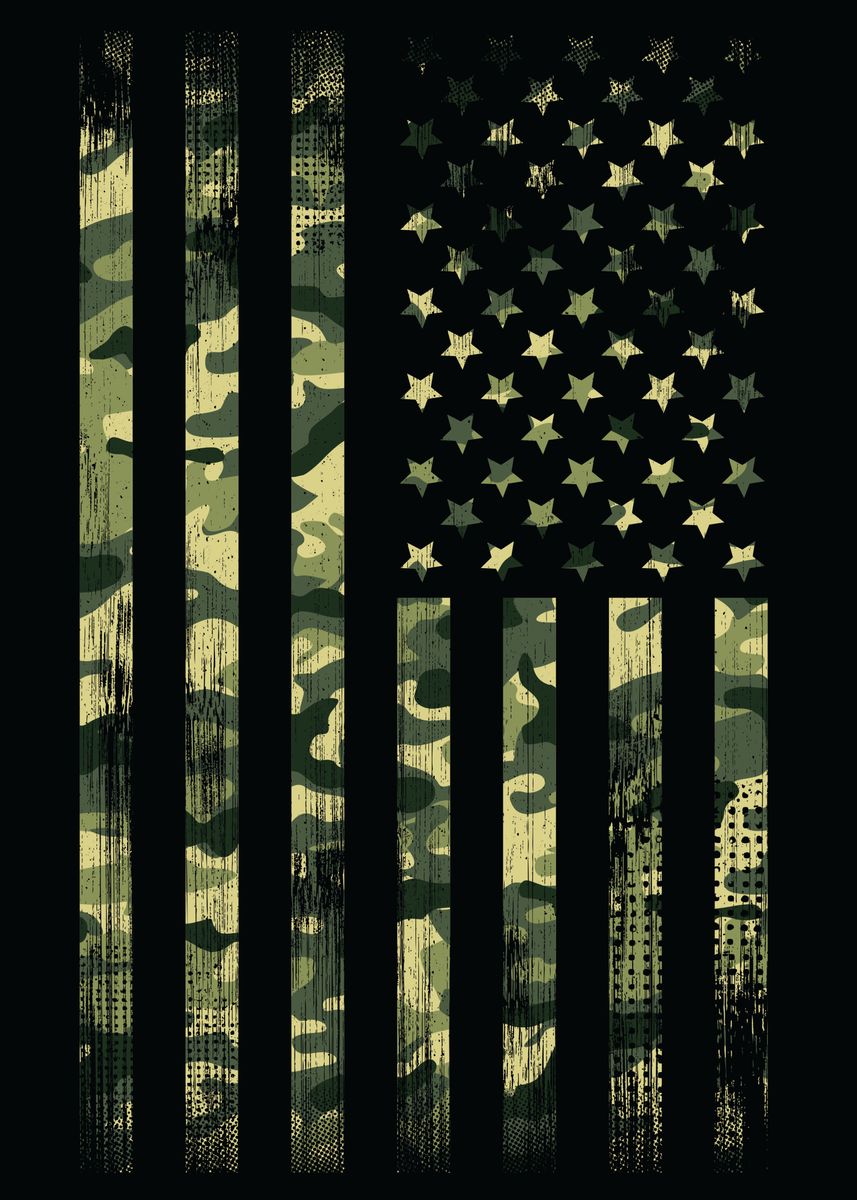 'Vertical Camo Flag' Poster, picture, metal print, paint by Chris ...