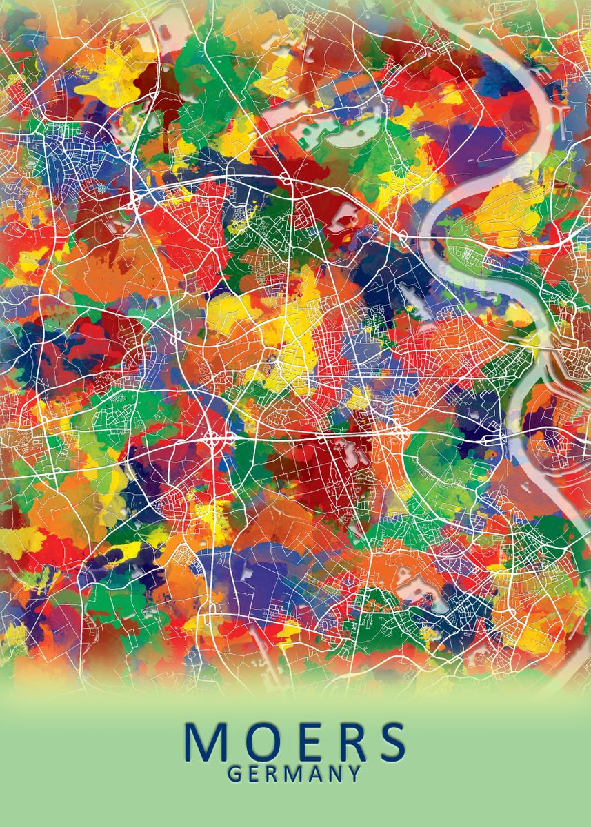 'Moers Germany City Map' Poster, picture, metal print, paint by City ...