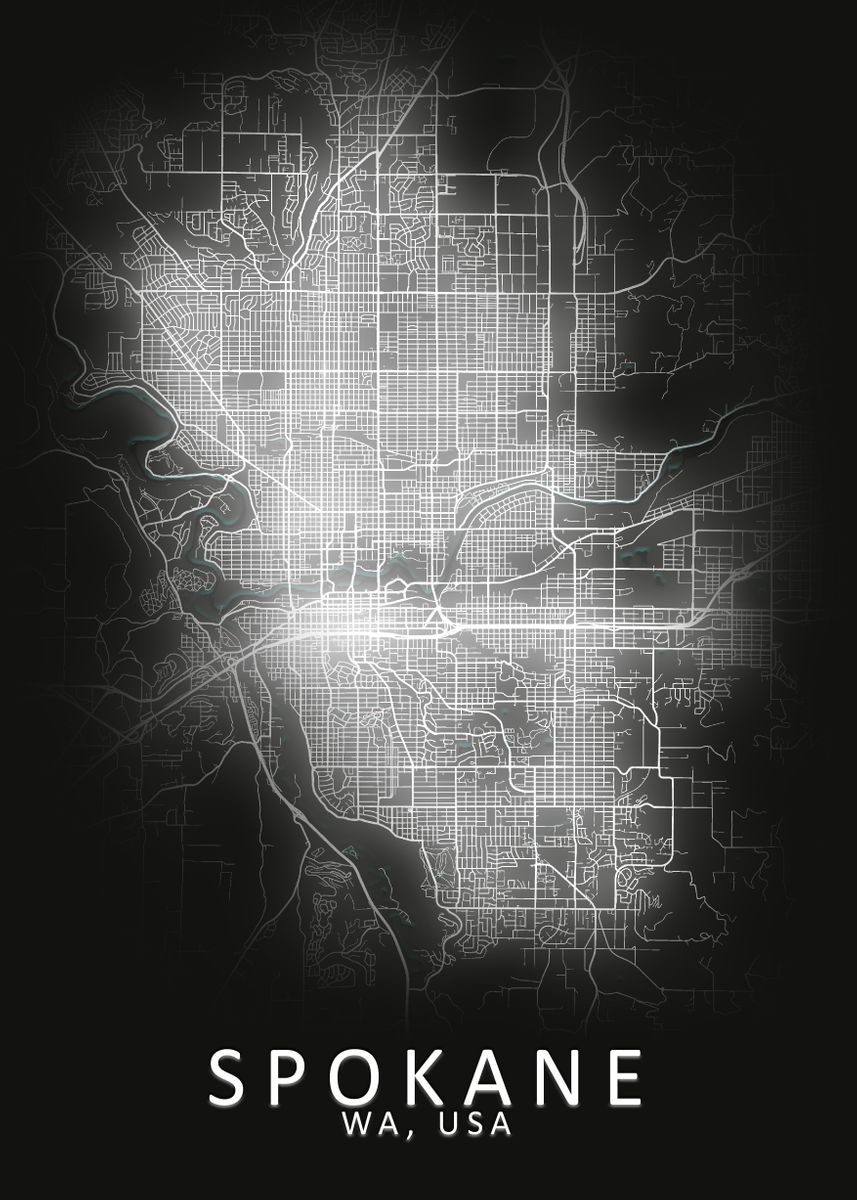 'Spokane WA USA City Map' Poster by City Map Art Prints | Displate
