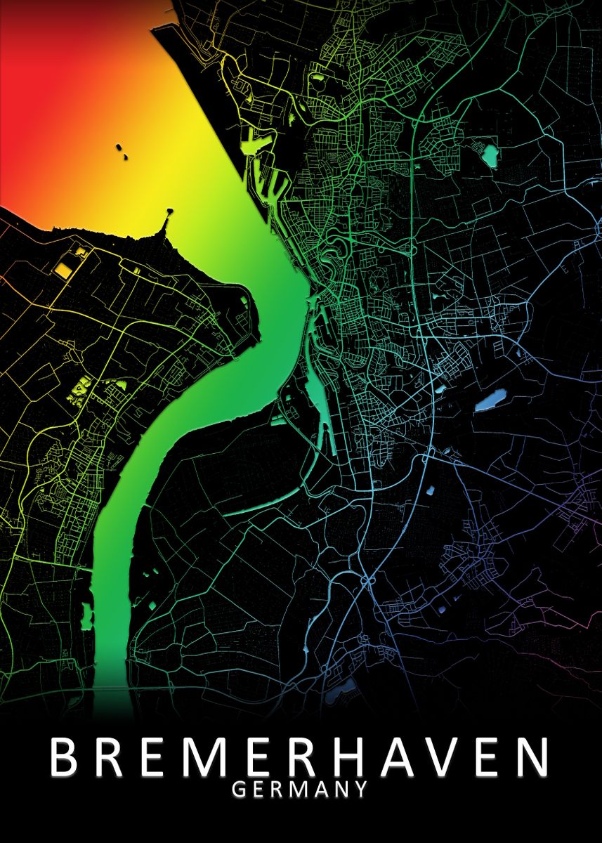 'Bremerhaven Germany Map' Poster, picture, metal print, paint by City ...