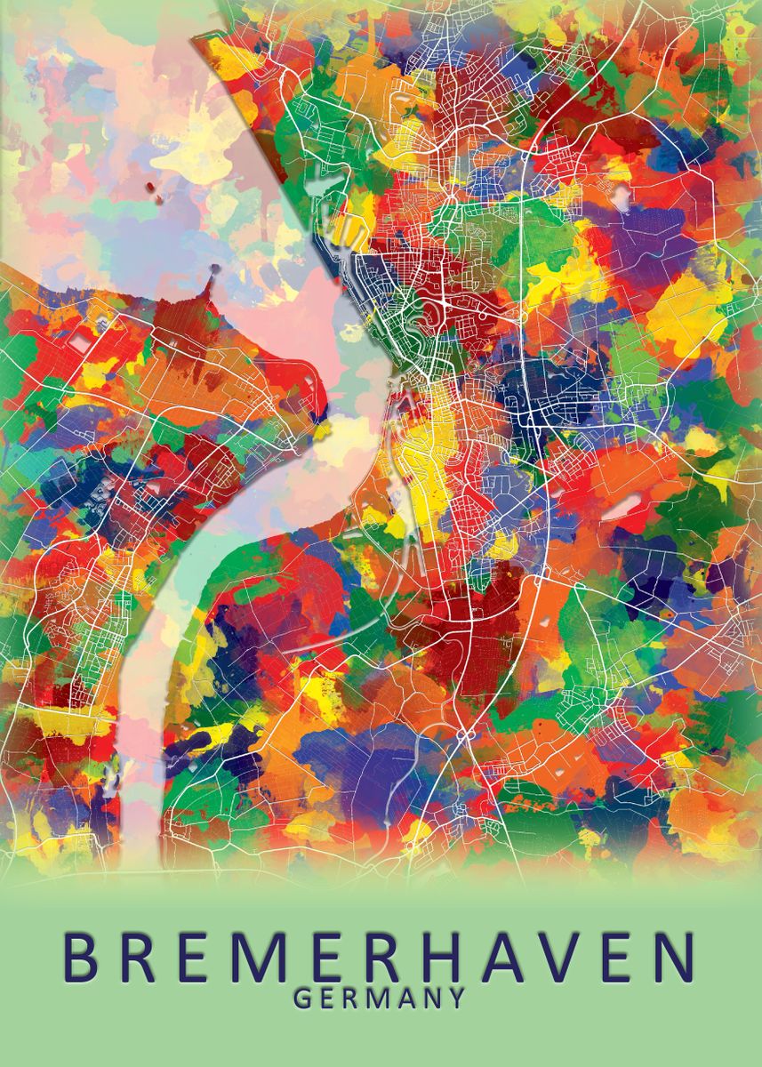 'Bremerhaven Germany Map' Poster, picture, metal print, paint by City ...