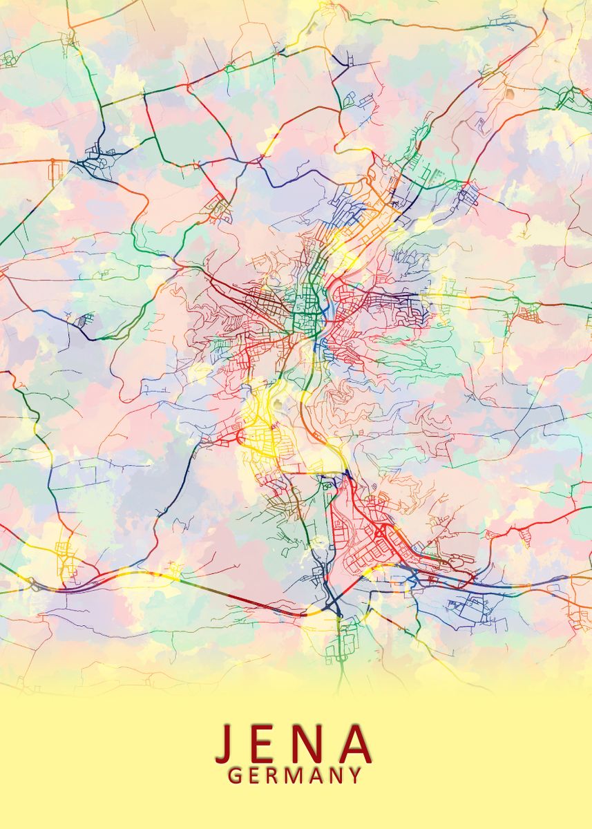 'Jena Germany City Map' Poster, picture, metal print, paint by City Map ...