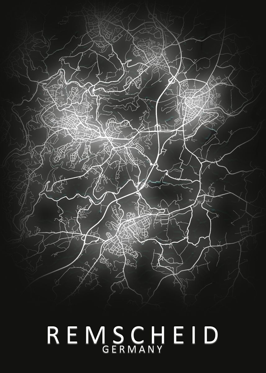 'Remscheid Germany City Map' Poster, picture, metal print, paint by ...