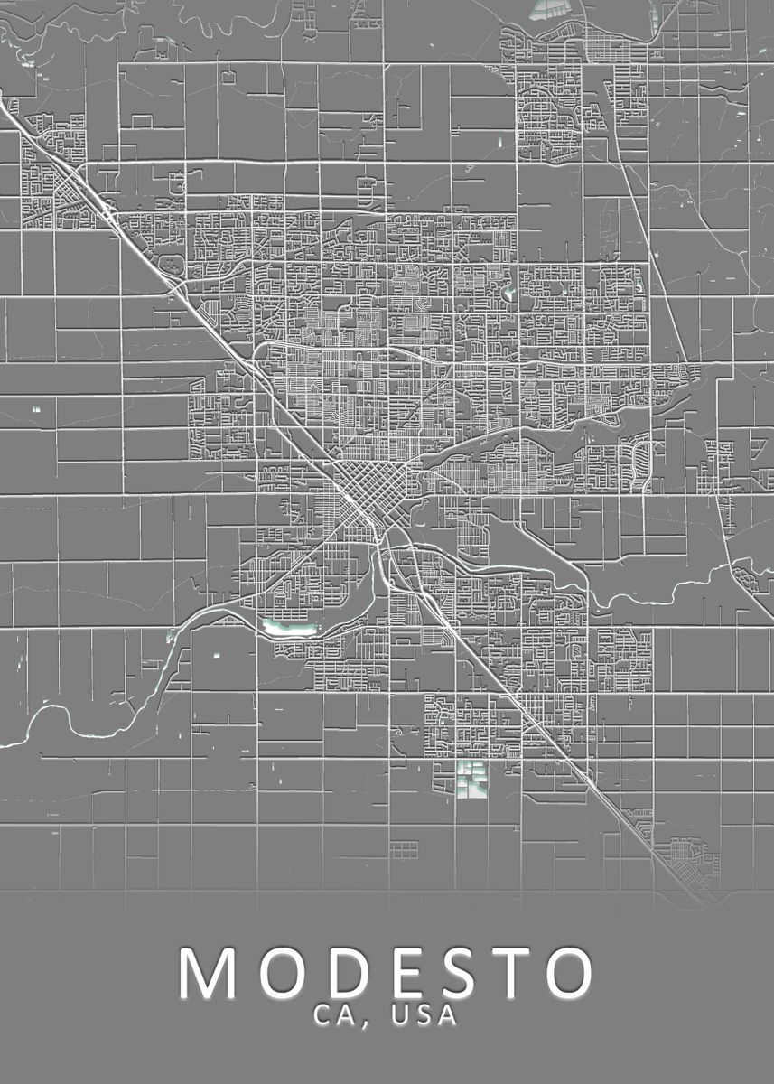 'Modesto CA USA City Map' Poster, picture, metal print, paint by City ...