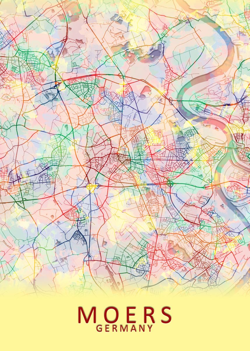 'Moers Germany City Map' Poster, picture, metal print, paint by City ...