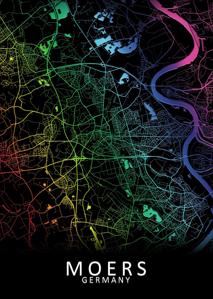 'Moers Germany City Map' Poster, picture, metal print, paint by City ...