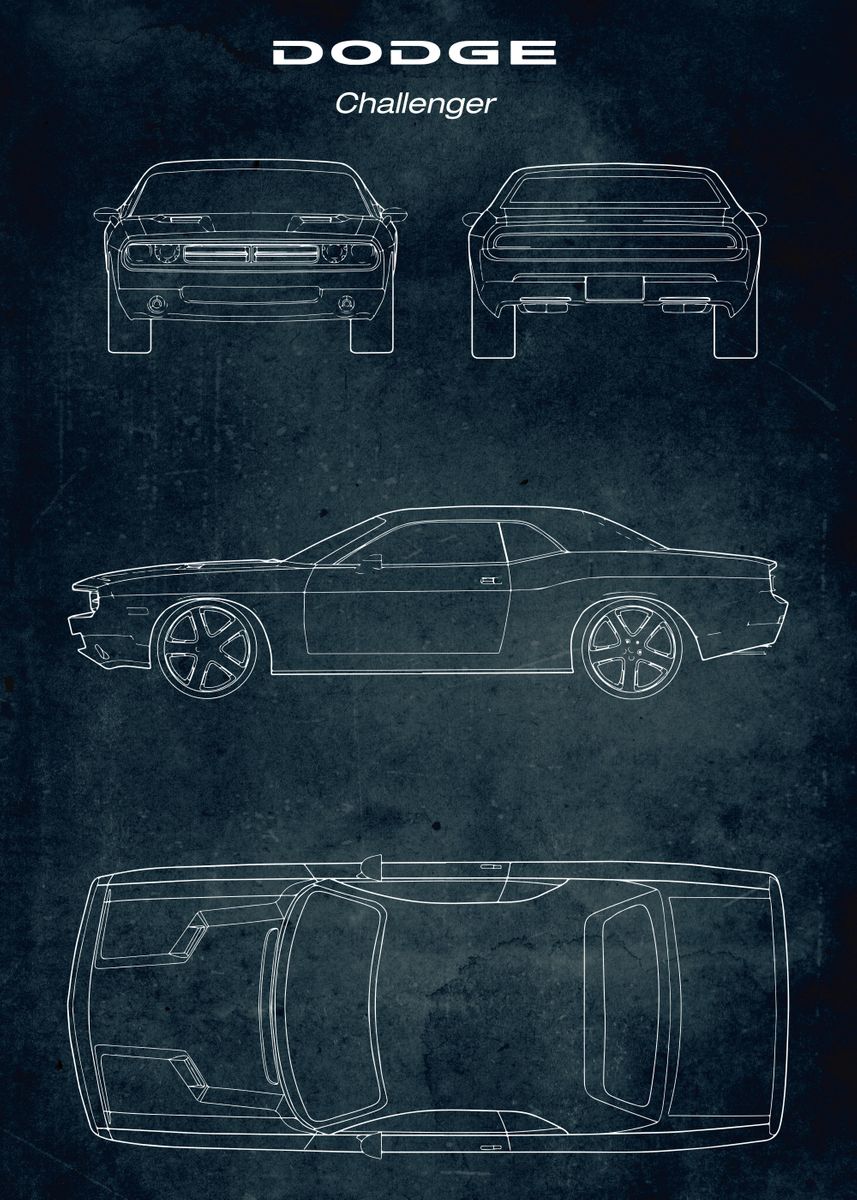 'No058 Dodge Challenger' Poster, picture, metal print, paint by Xavier ...