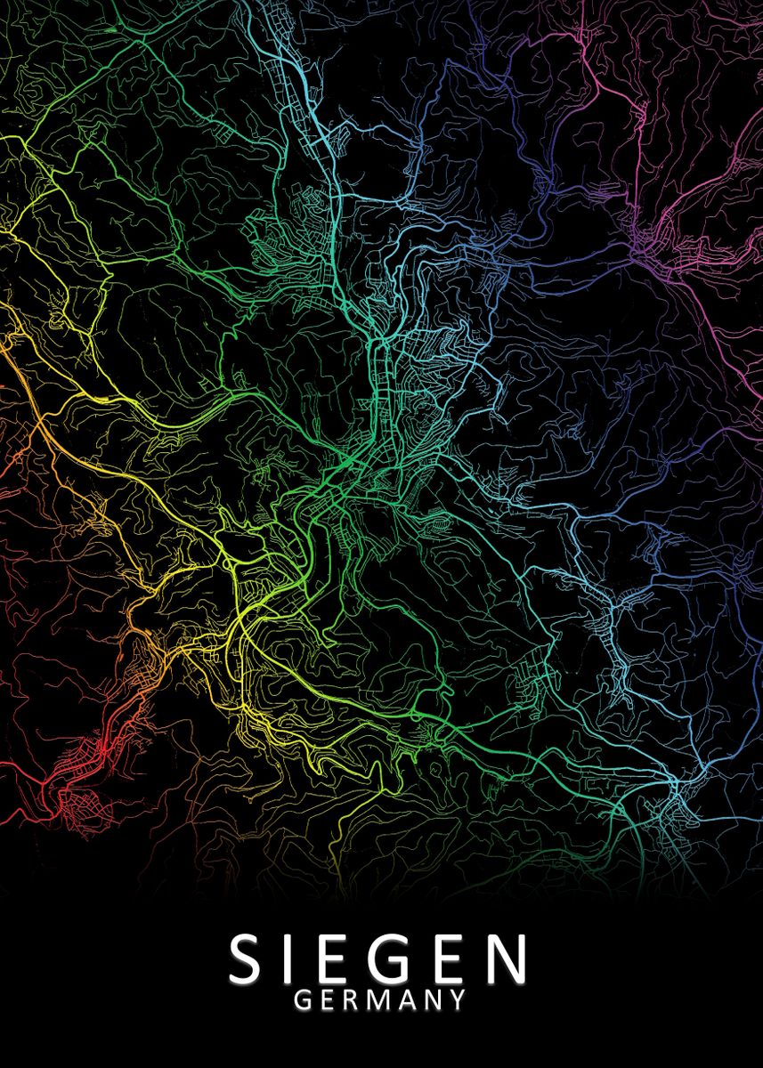 'Siegen Germany City Map' Poster, picture, metal print, paint by City ...