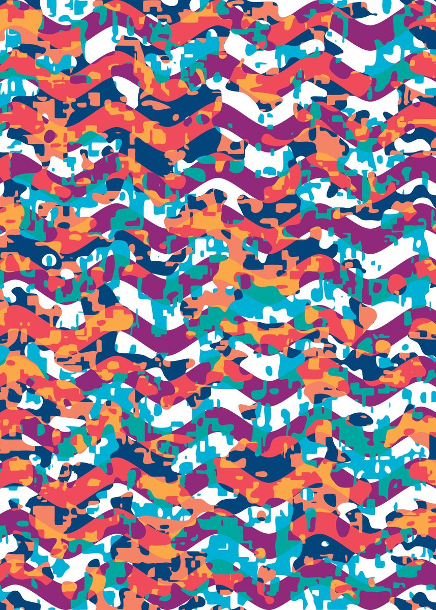 'Abstract Wave Camo' Poster, picture, metal print, paint by stuckmotion ...