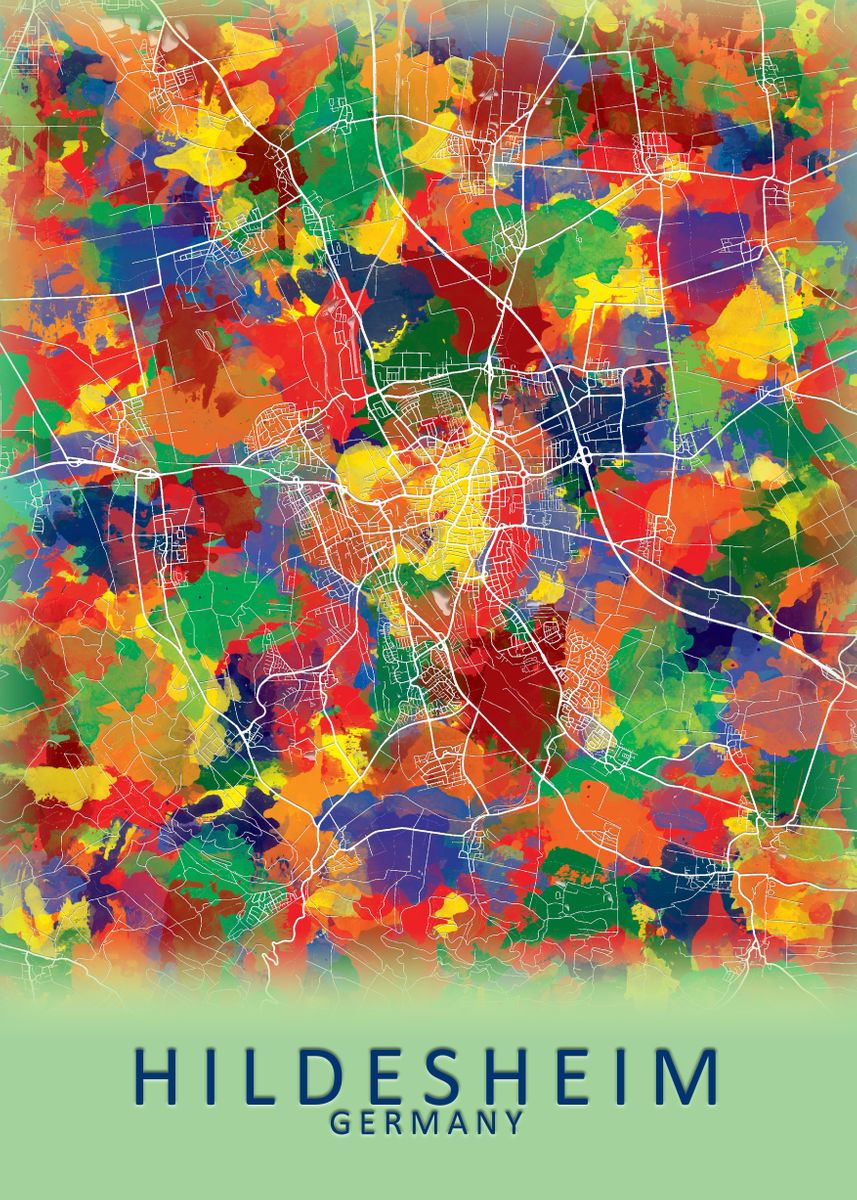 'Hildesheim Germany Map' Poster, picture, metal print, paint by City ...