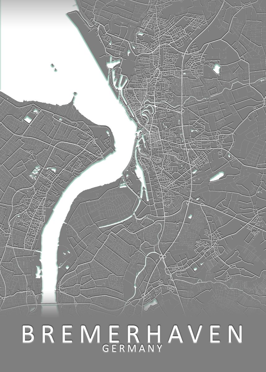 'Bremerhaven Germany Map' Poster, picture, metal print, paint by City ...