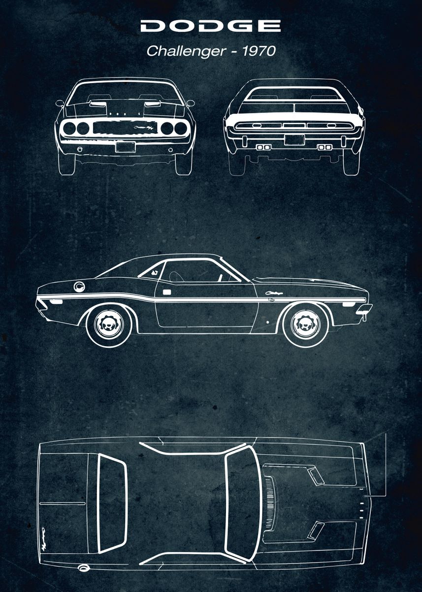 'No057 Dodge Challenger ' Poster, picture, metal print, paint by Xavier ...