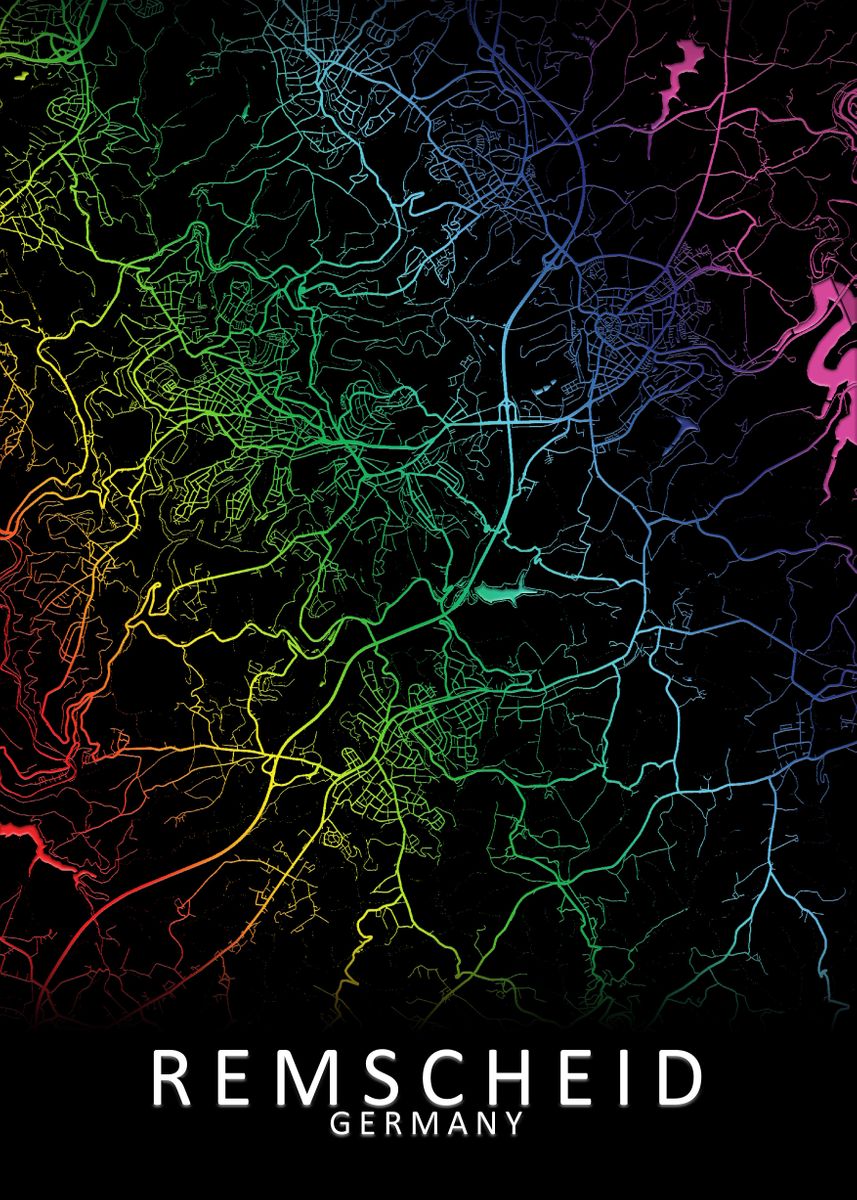 'Remscheid Germany City Map' Poster by City Map Art Prints | Displate