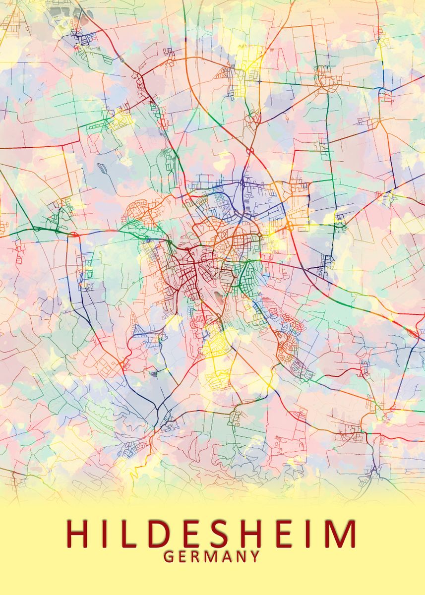 'Hildesheim Germany Map' Poster, picture, metal print, paint by City ...