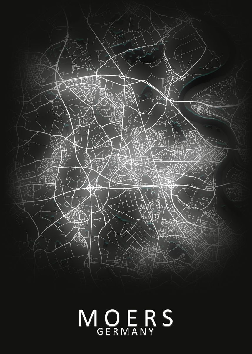 'Moers Germany City Map' Poster, picture, metal print, paint by City ...