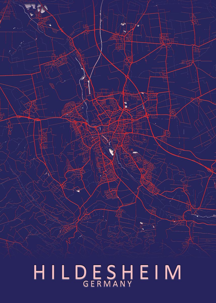 'Hildesheim Germany Map' Poster by City Map Art Prints | Displate