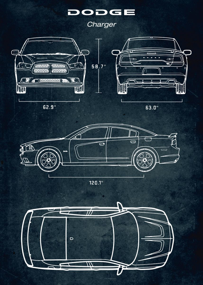 'No055 Dodge Charger' Poster, picture, metal print, paint by Xavier ...