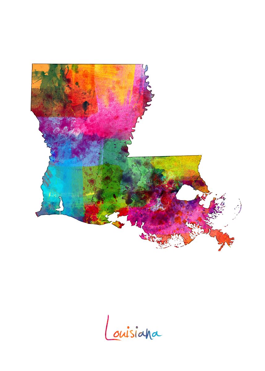 'Louisiana Map' Poster, picture, metal print, paint by Michael Tompsett ...