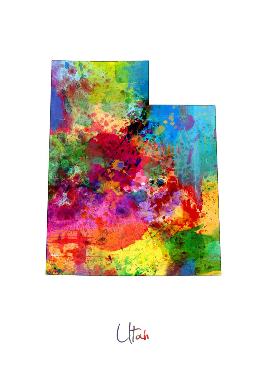 'Utah Map' Poster, picture, metal print, paint by Michael Tompsett ...