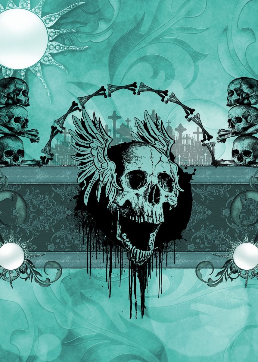 'Awesome skull' Poster by Heike Köhnen | Displate