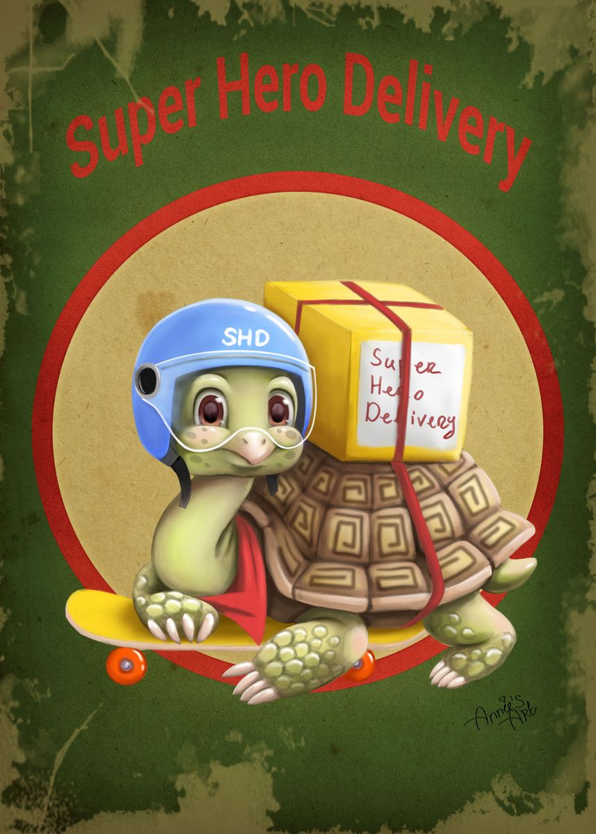 'George The Turtle' Poster, picture, metal print, paint by Anna Mannco ...