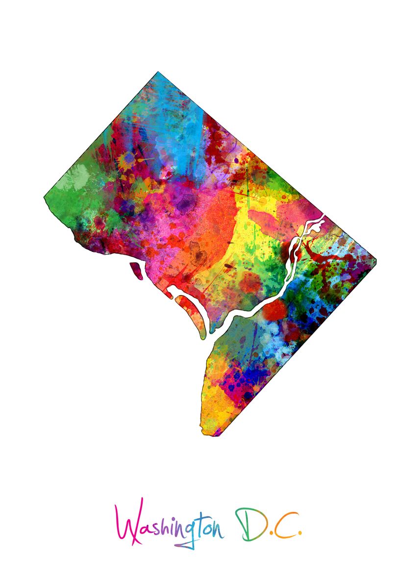 'Washington DC Map' Poster, picture, metal print, paint by Michael ...