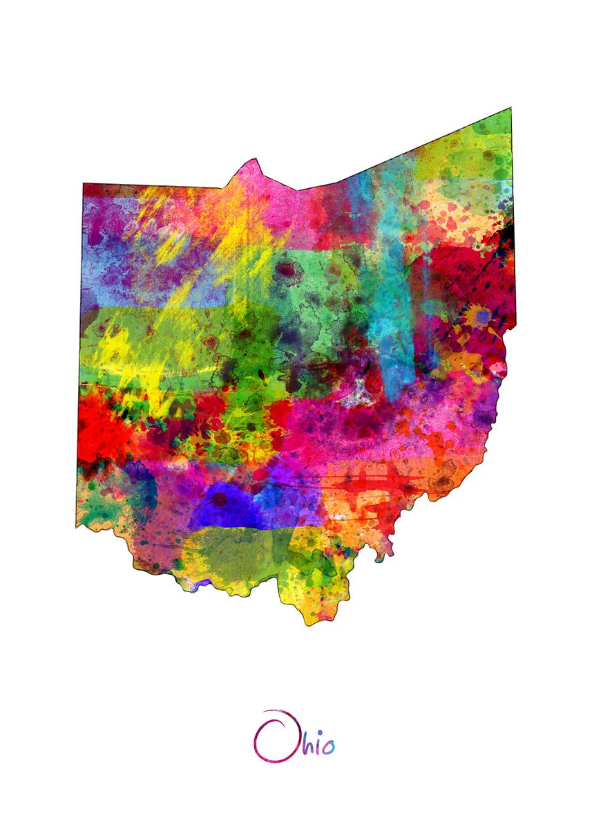 'Ohio Map' Poster, picture, metal print, paint by Michael Tompsett ...