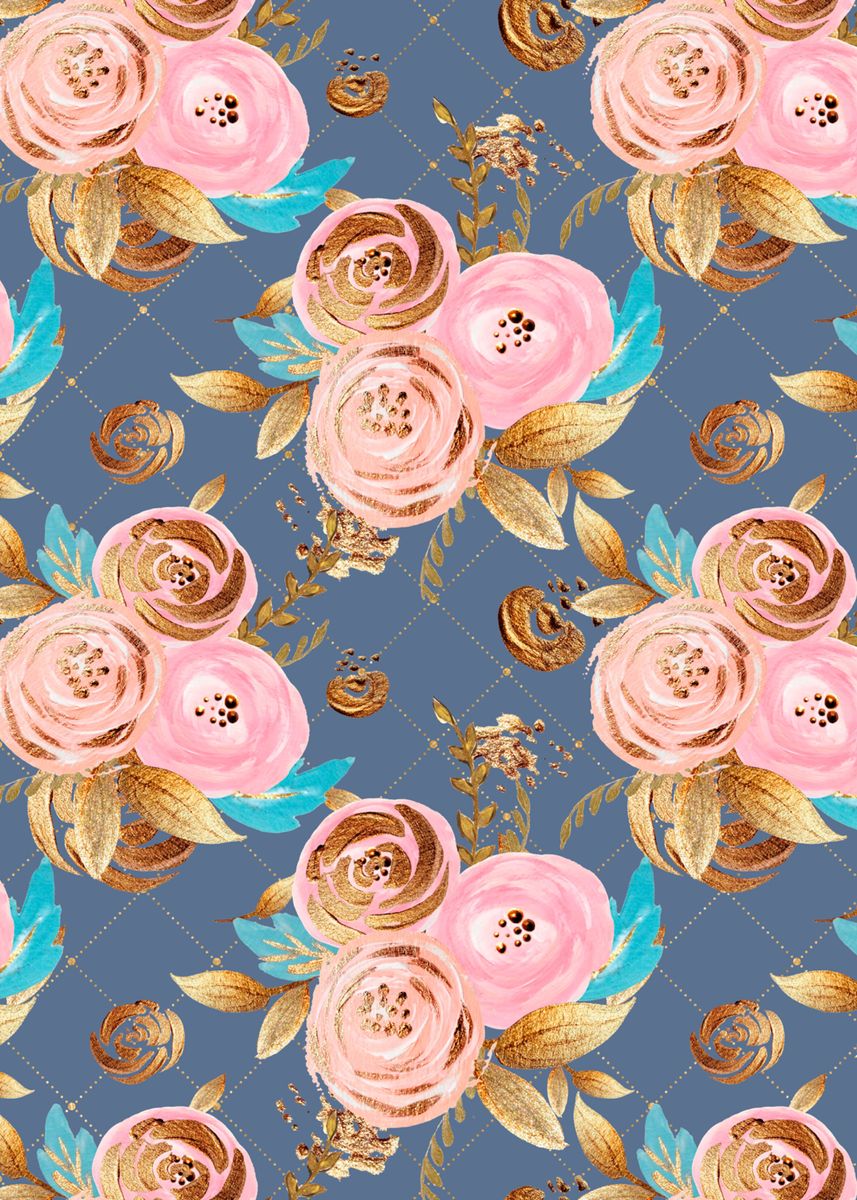 'Blush Gold Pattern 07' Poster by Aloke Design | Displate